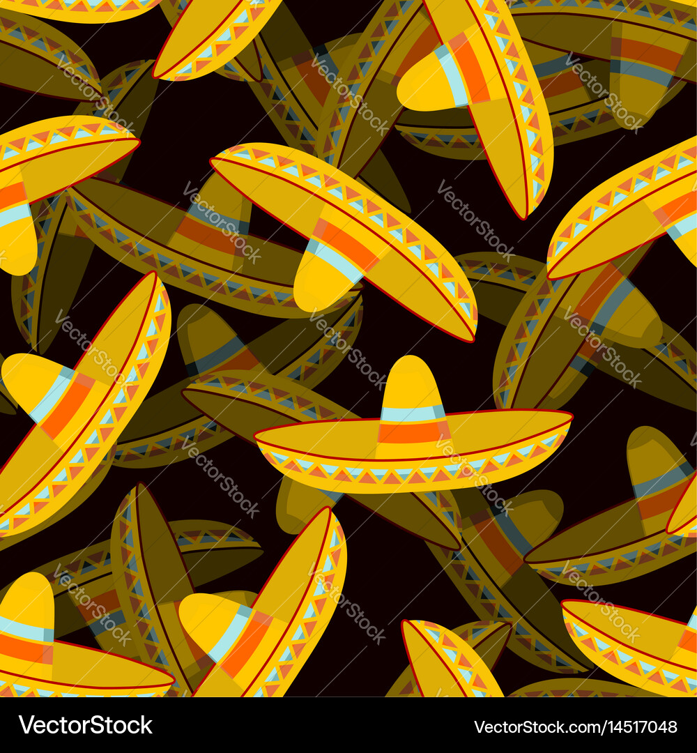 Sombrero pattern 3d mexican hat ornament national Vector Image