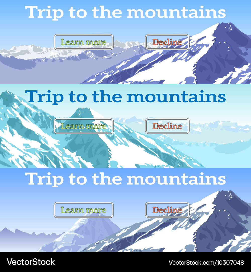Web banners set on the theme of mountains Vector Image