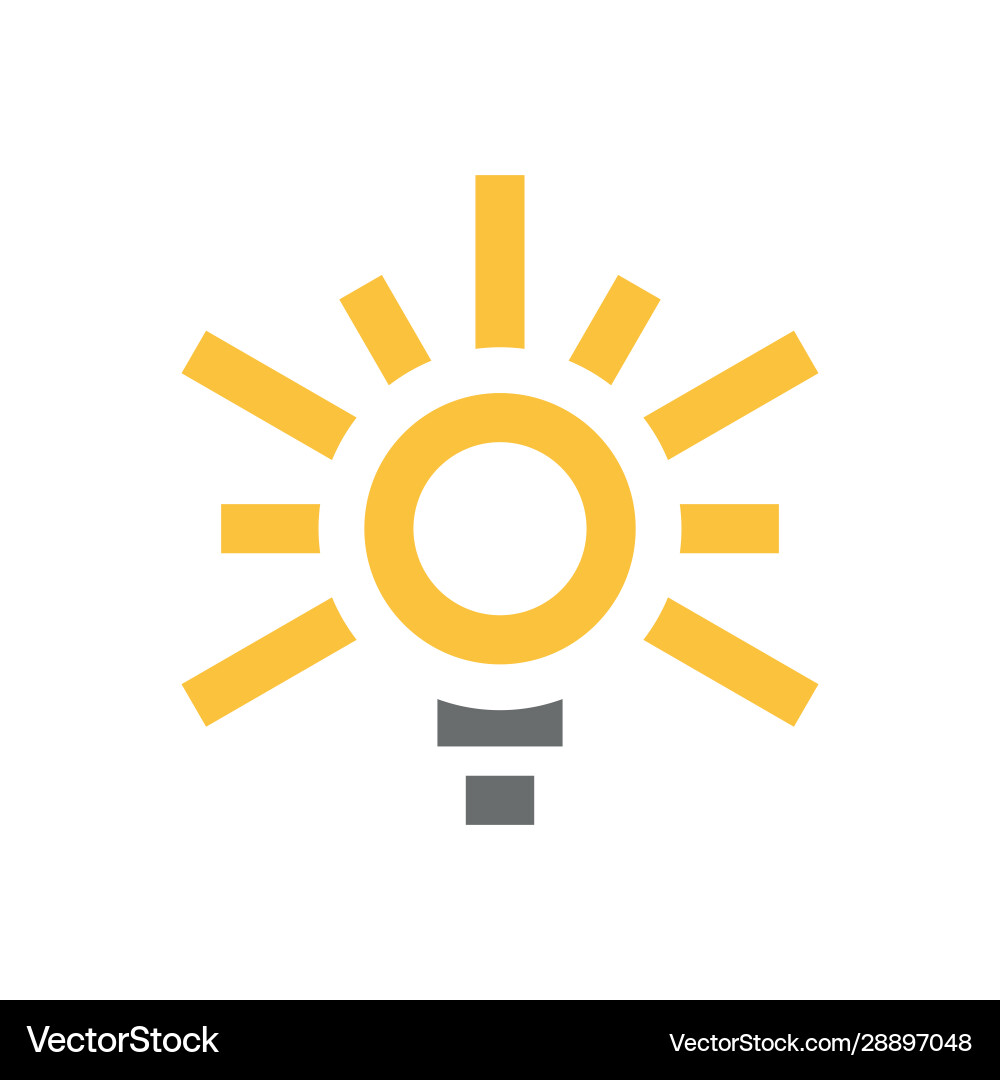 Yellow light bulb with sun icon flat for eco Vector Image