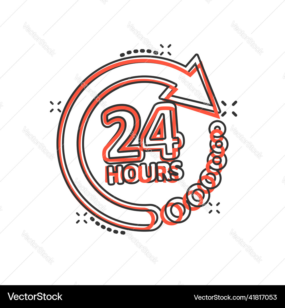 24 hours service icon in comic style all day Vector Image