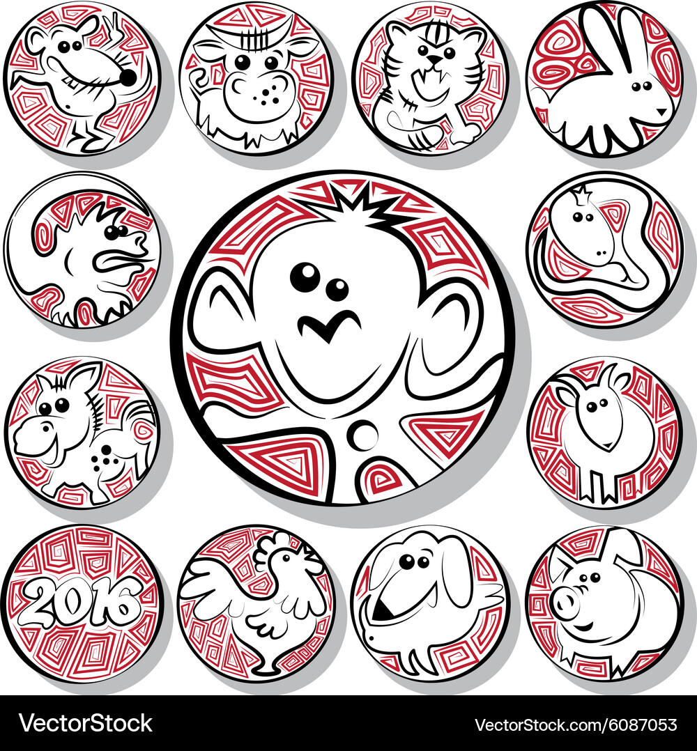 Chinese zodiac icon signs Royalty Free Vector Image