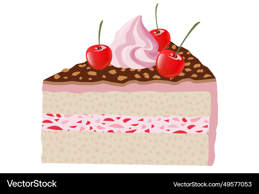 Chocolate cake with cream and berry Royalty Free Vector