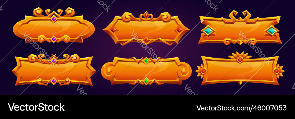 Golden medieval game button isolated badge Vector Image