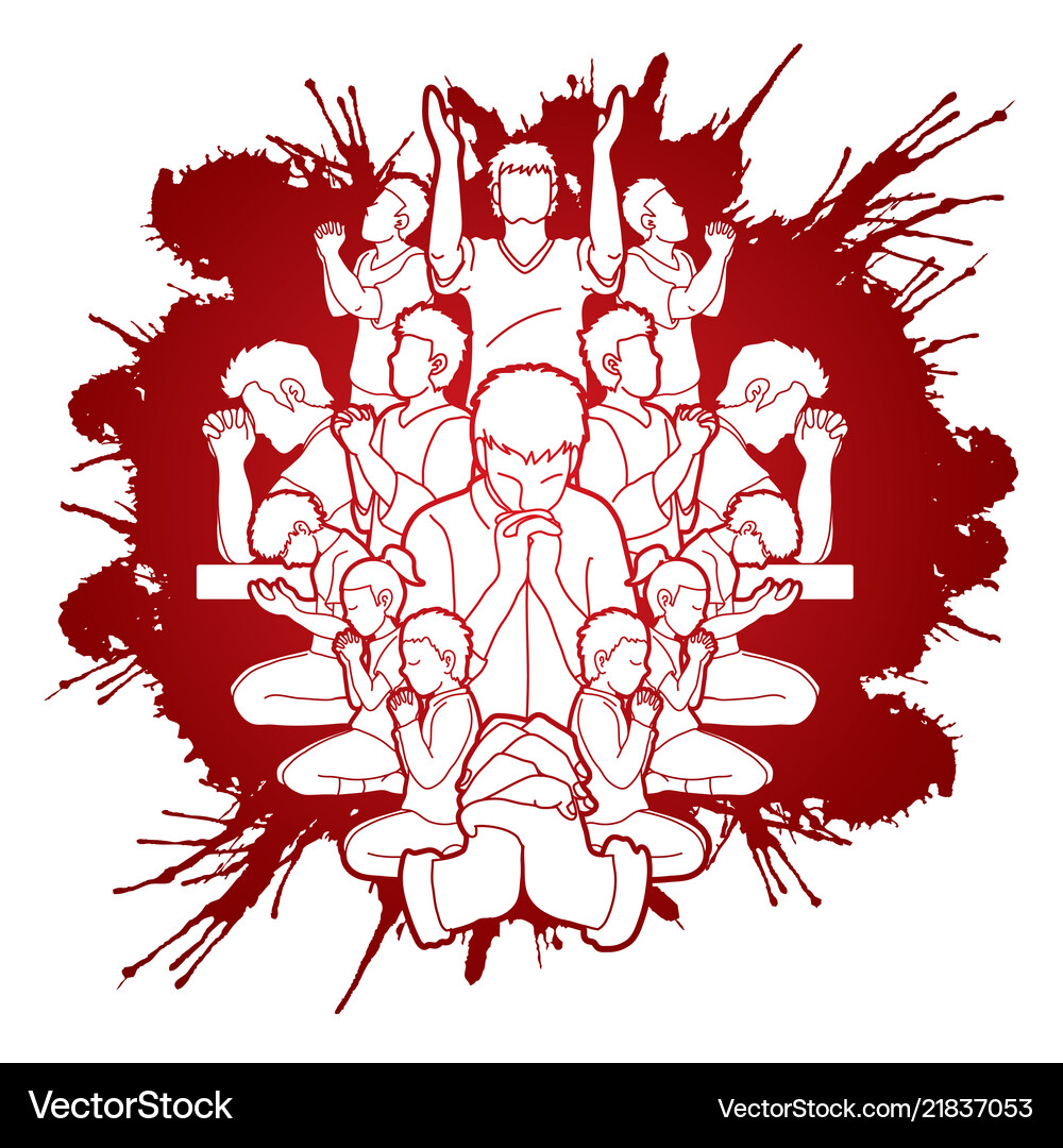 Group of People Praying Royalty Free Vector Image