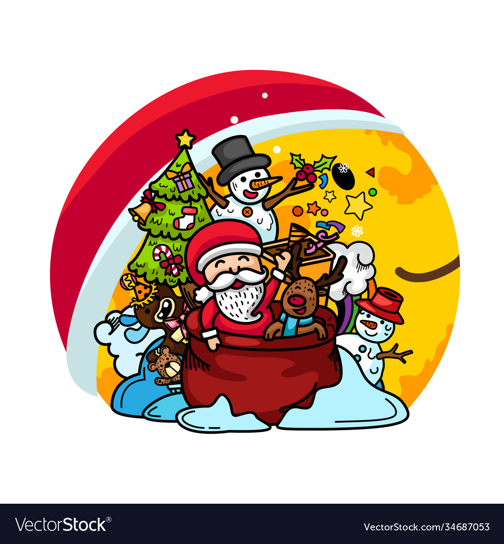 Hand drawn santa claus happy new year and merry Vector Image