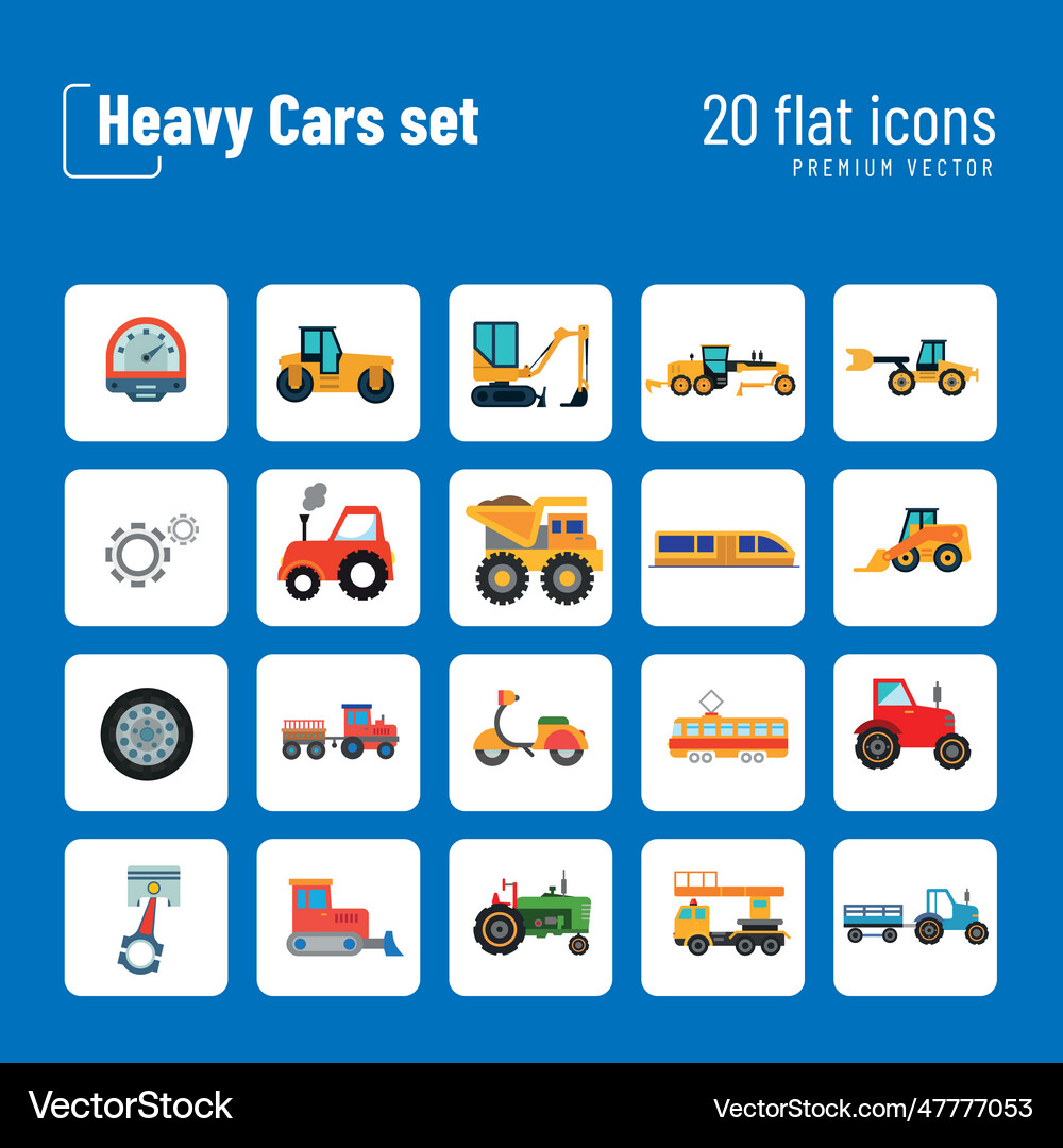 Heavy cars icon set Royalty Free Vector Image - VectorStock