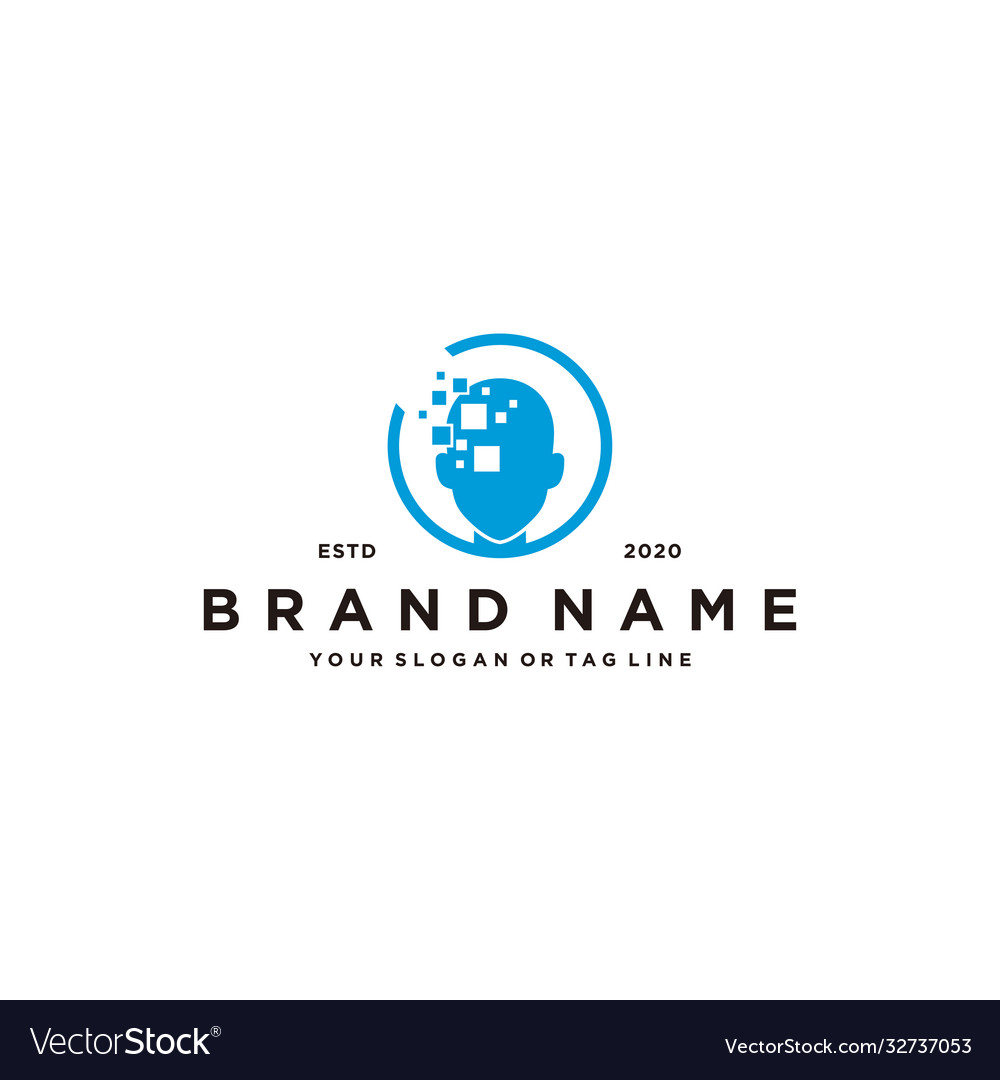 Human tech pixel logo design Royalty Free Vector Image