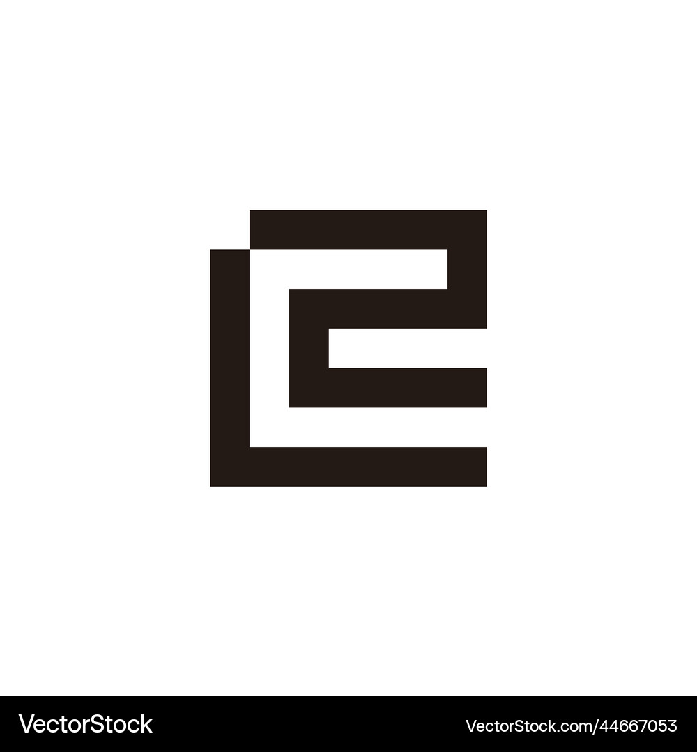 Letter l c number 2 square geometric symbol Vector Image
