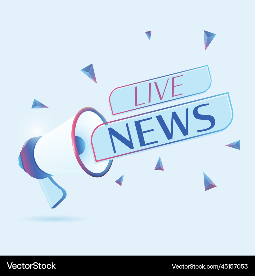 Live news text with 3d realistic megaphone Vector Image