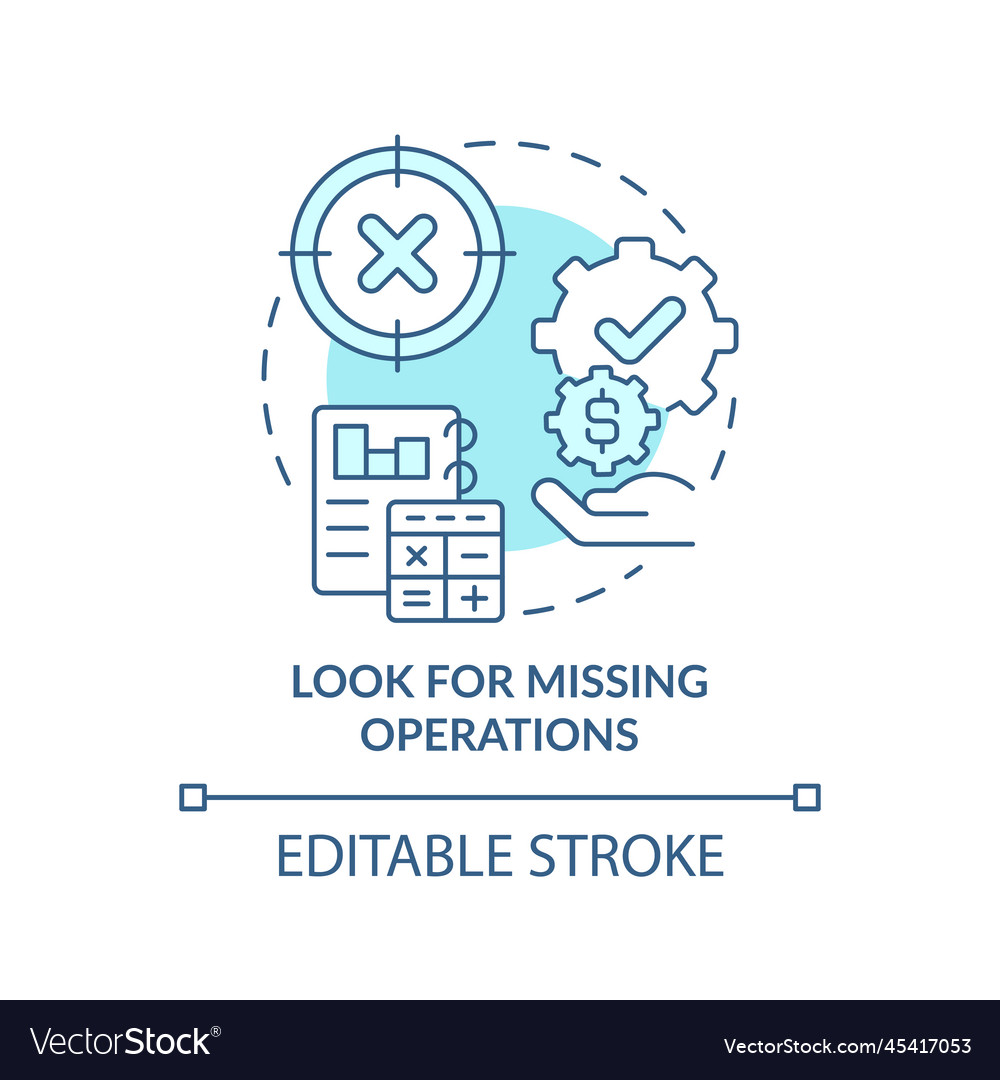 Look for missing operations turquoise concept icon Look for missing operations turquoise concept icon