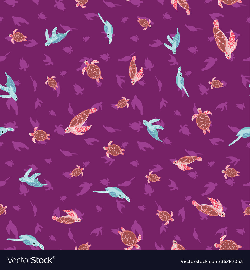 Sea turtles repeat pattern-11 Royalty Free Vector Image