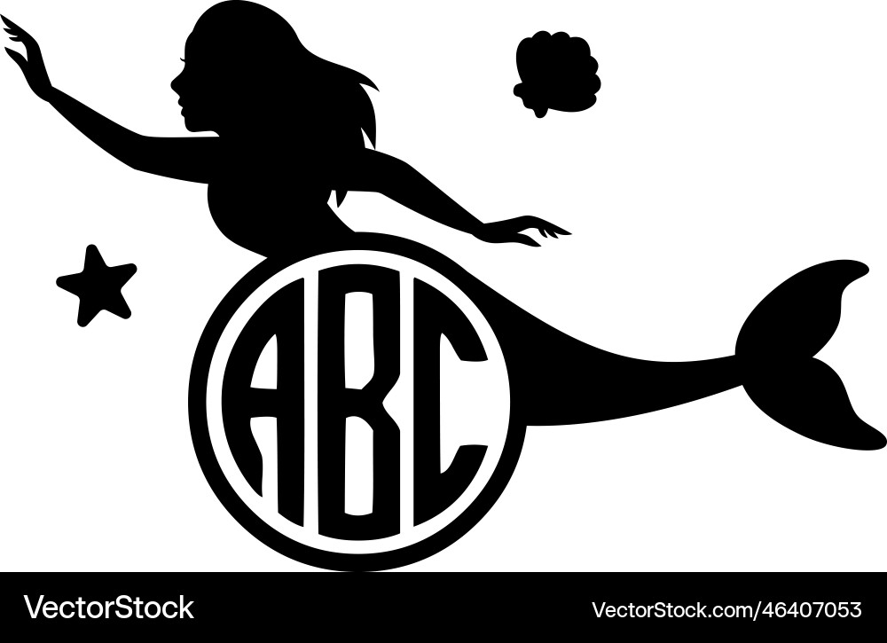 Swimming mermaid with monogram kids monogram Vector Image