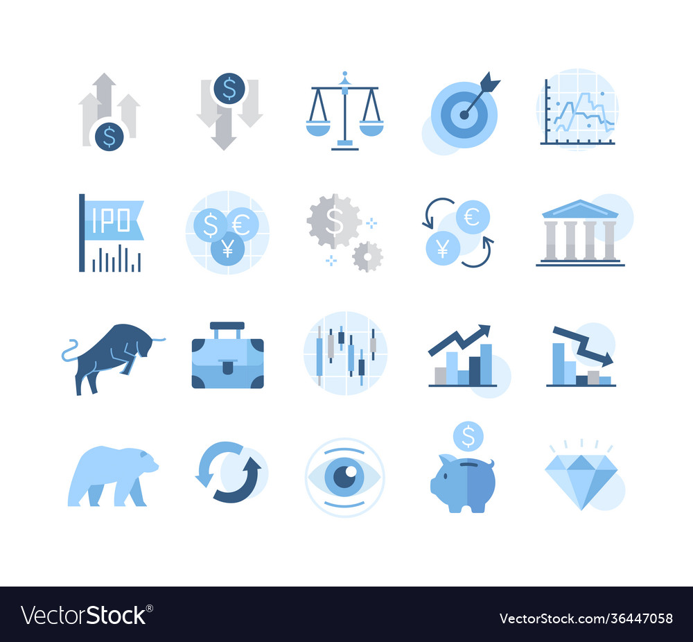 A simple set stock and financial icons Royalty Free Vector