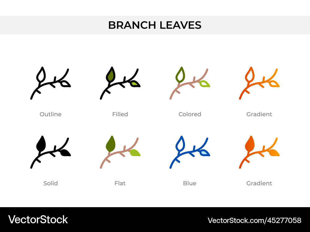 Branch leaves icon in different style Royalty Free Vector
