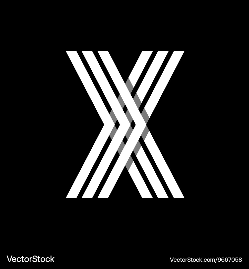 Capital letter x made three white stripes Vector Image