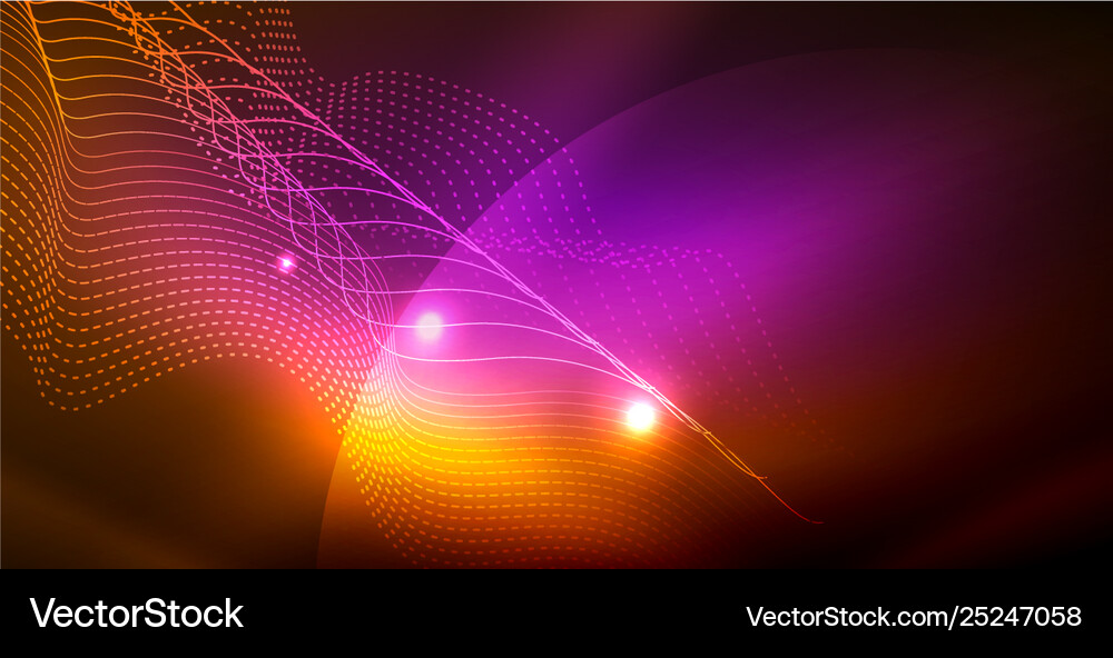 Color neon lights with waves abstract background Vector Image