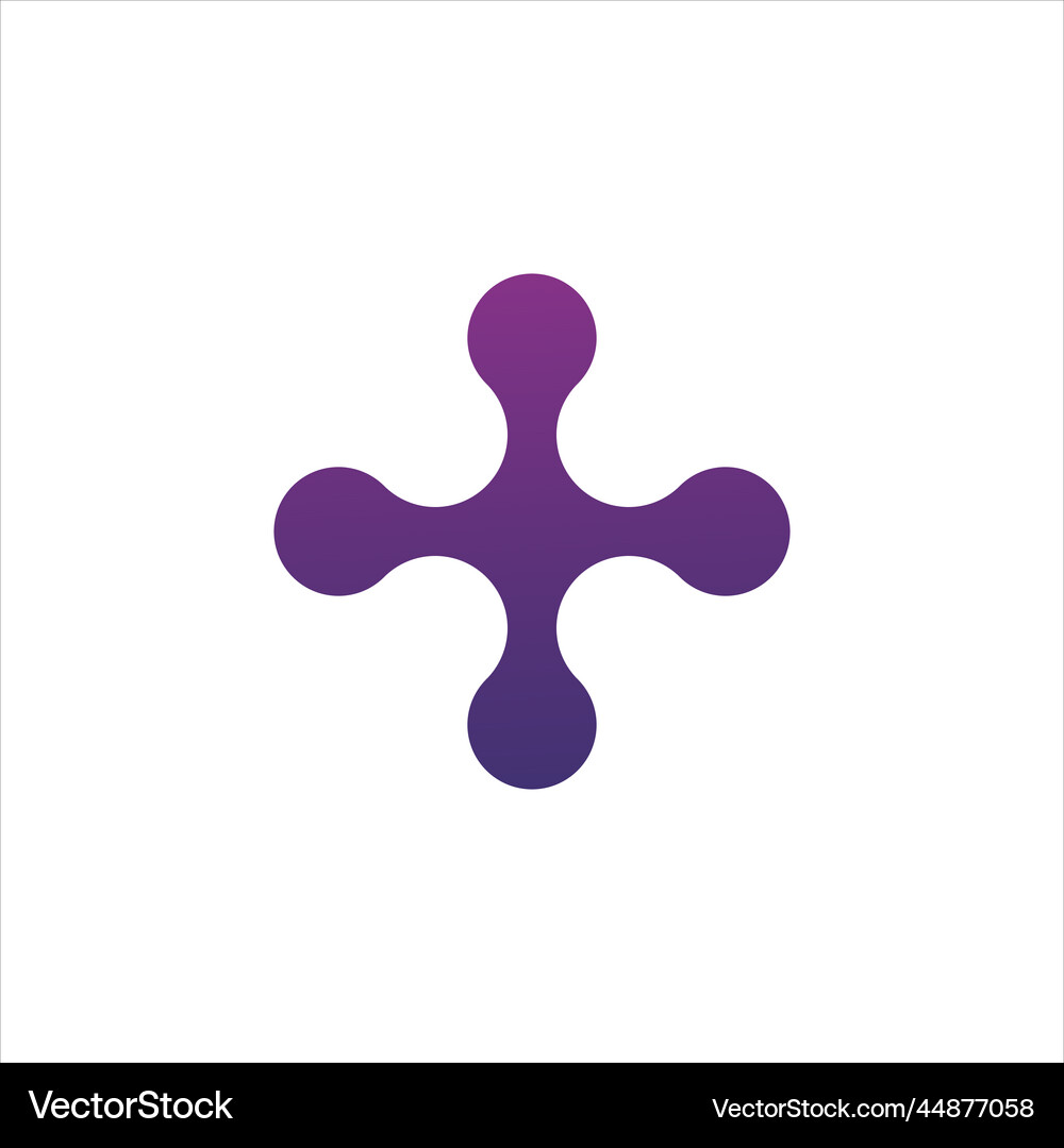 Connected dots cross logo template stock isolated Vector Image