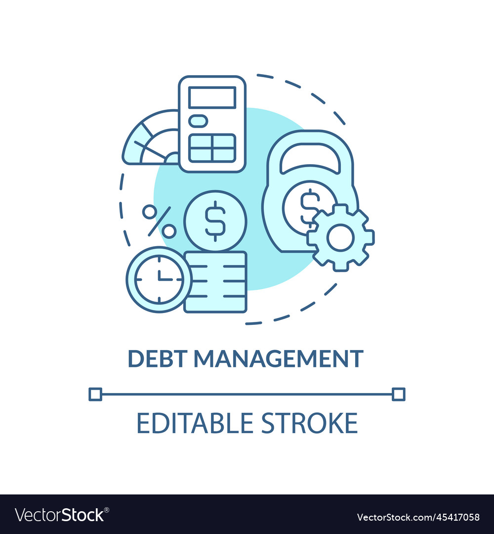 Debt management turquoise concept icon Royalty Free Vector Debt management turquoise concept icon Royalty Free Vector