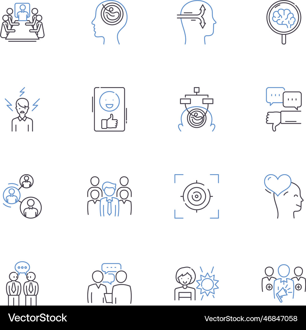 Introduction mentoring line icons collection Vector Image