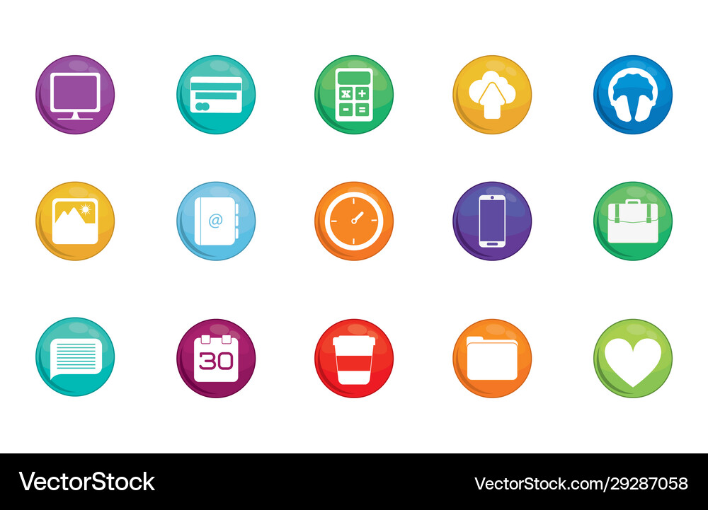 Isolated office and business icon set Royalty Free Vector