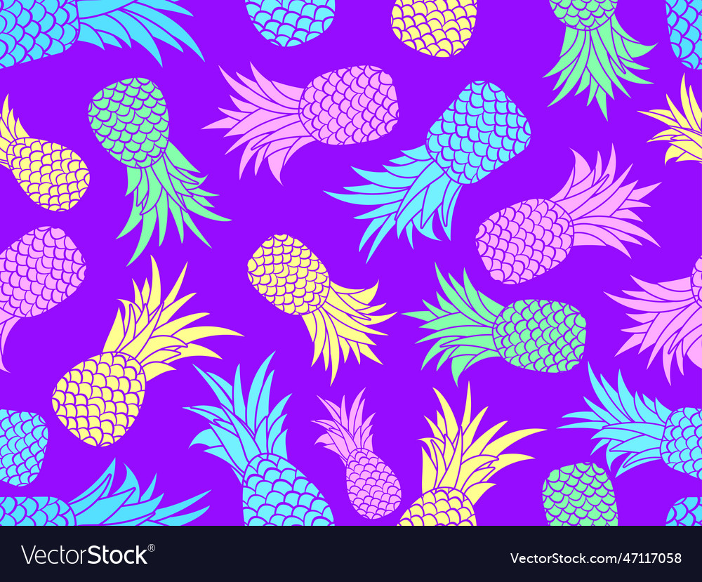 Pineapple seamless pattern multi-colored Vector Image