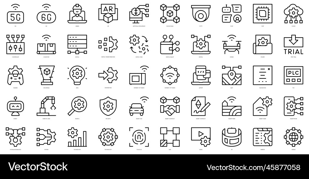 Set of thin line digital technology icons Vector Image