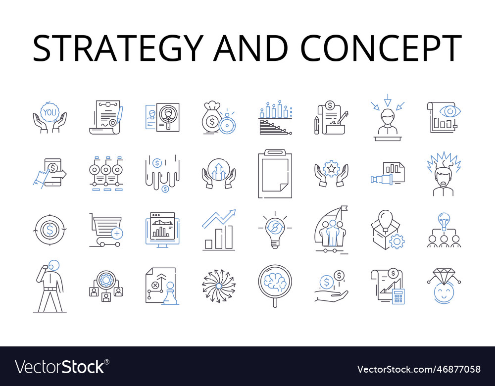 Strategy and concept line icons collection plan Vector Image