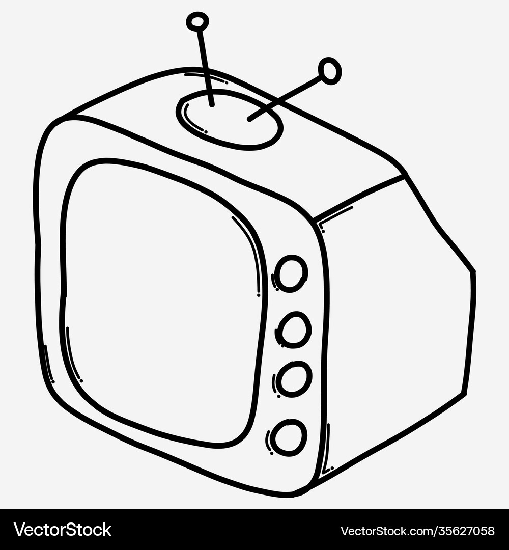 Television doodle icon drawing sketch hand drawn Vector Image