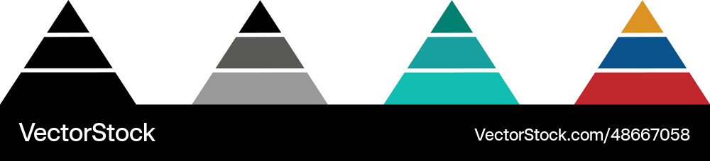 Three level pyramid colorful icons set divided Vector Image