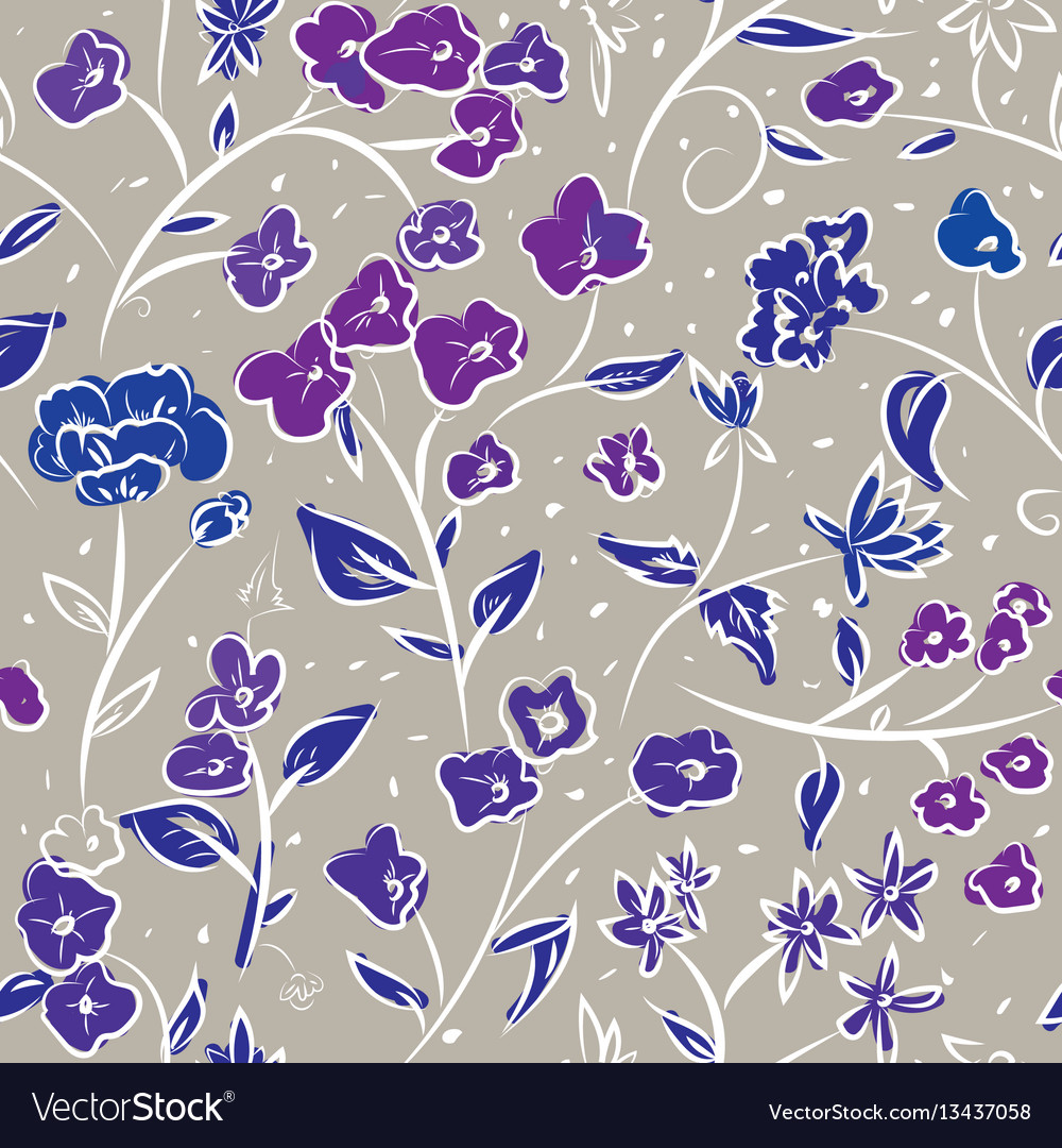 Tiny spring flowers doodle drawing pattern Vector Image