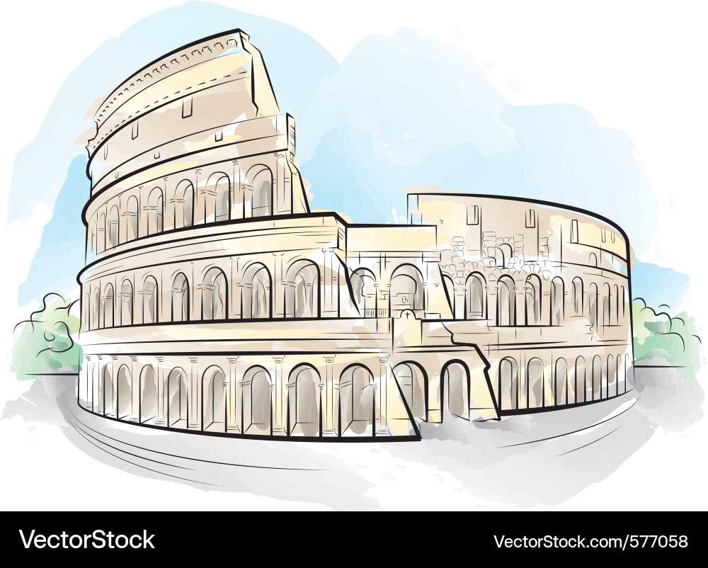 Watercolor colosseum Royalty Free Vector Image