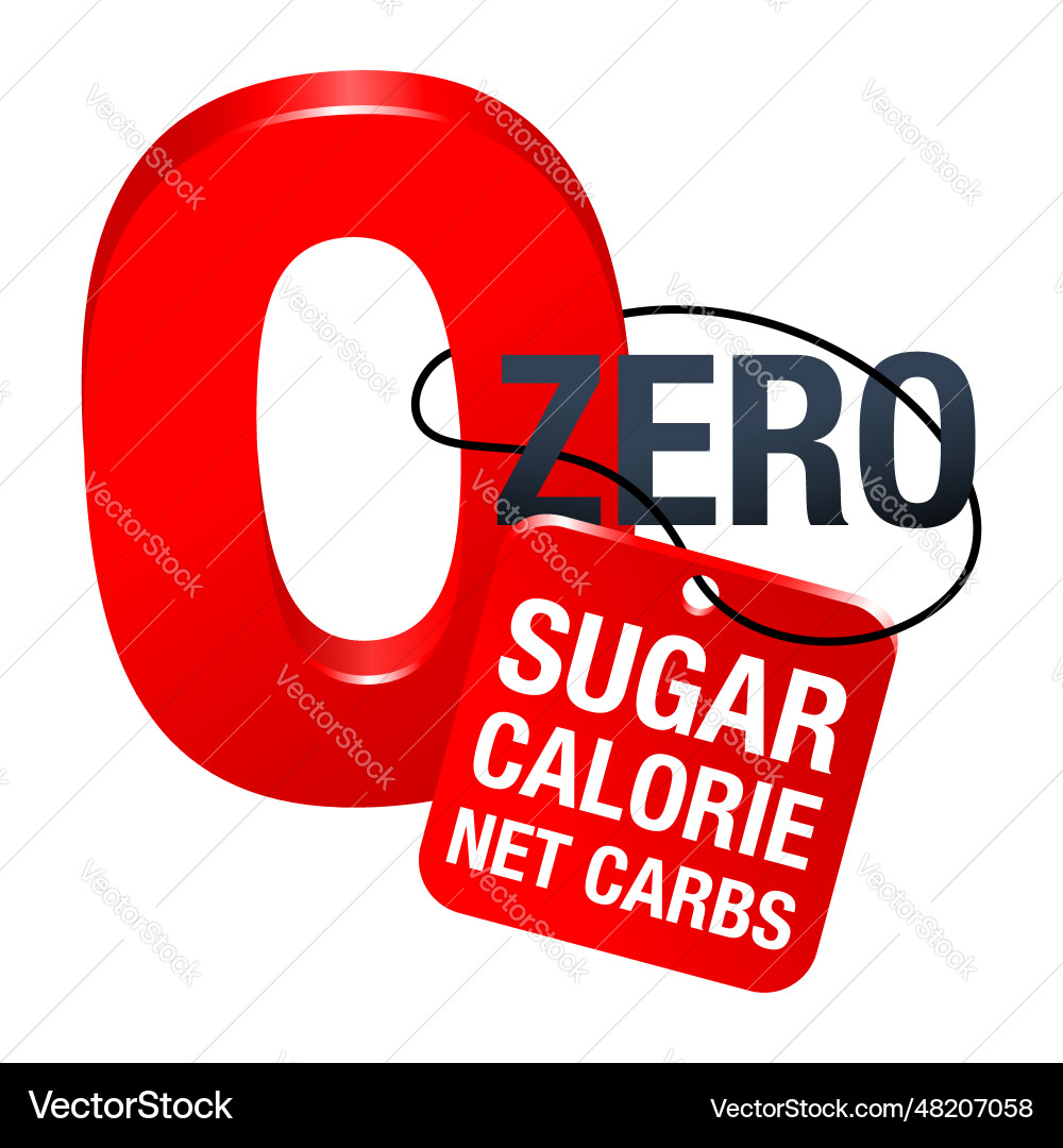 Zero sugar calorie and net carbs - number tag Vector Image