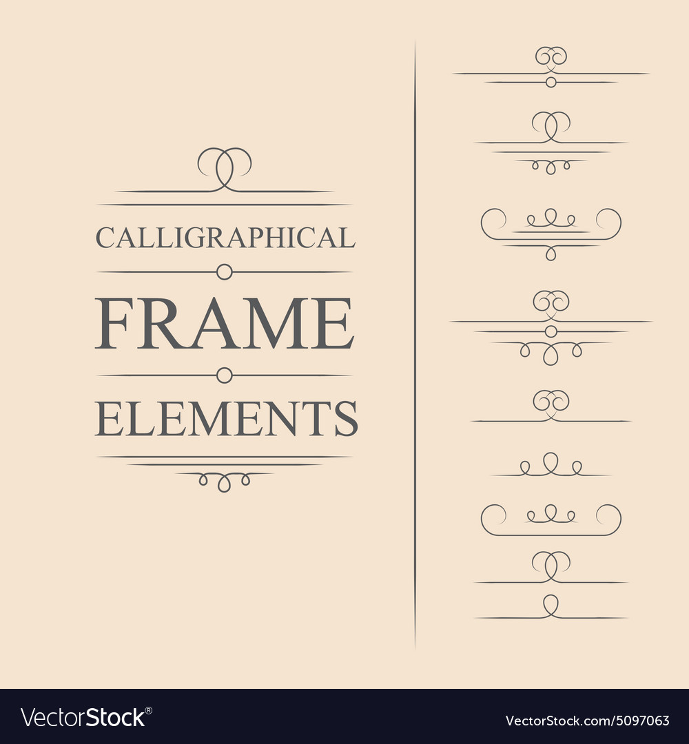 Calligraphic frame elements Royalty Free Vector Image