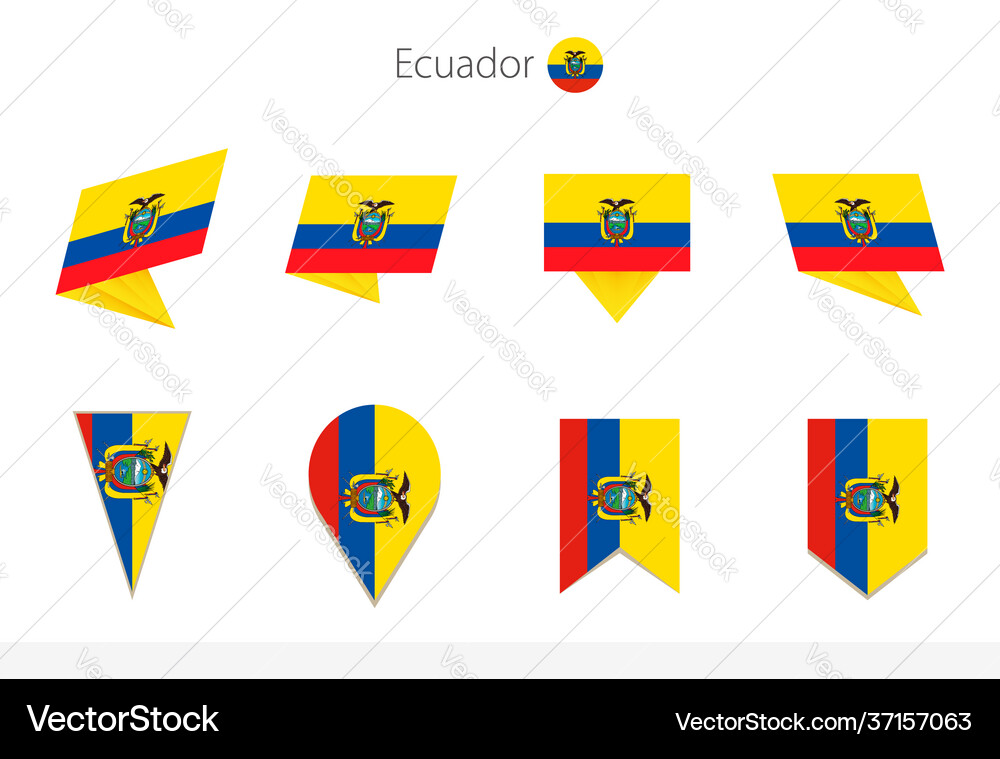 Ecuador national flag collection eight versions Vector Image