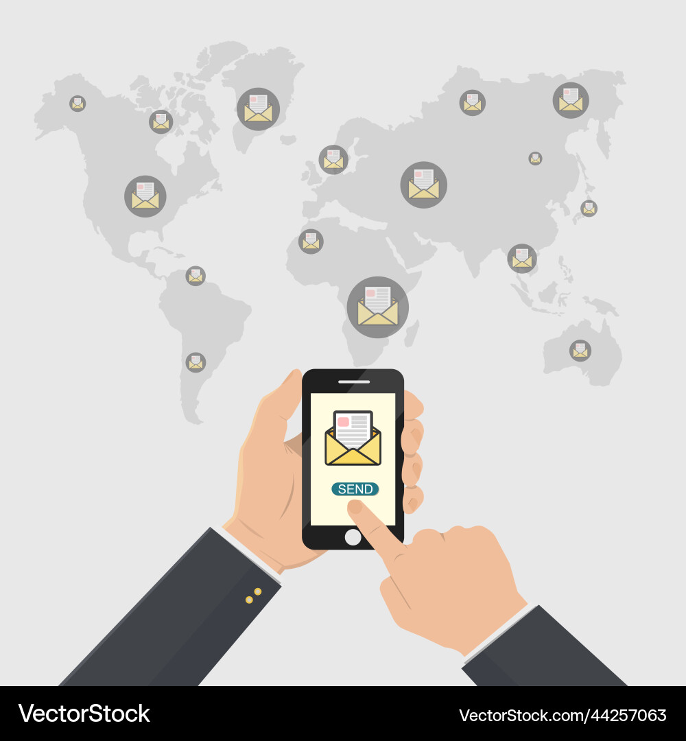Email sending around the world infographic Vector Image