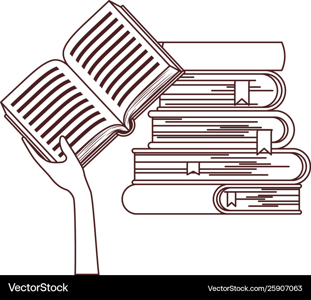 Group books and banner pennant design Royalty Free Vector