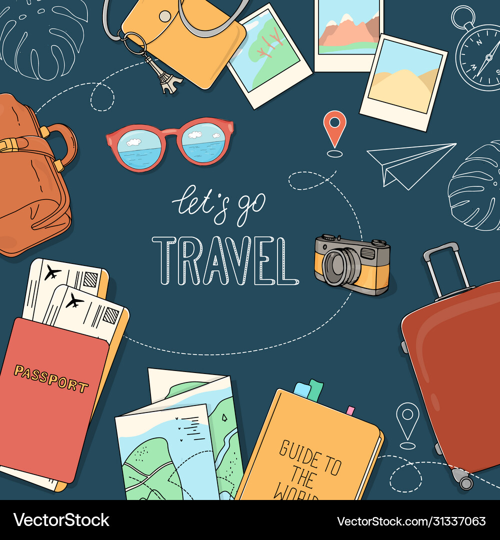 Poster on theme travel recreation Royalty Free Vector Image