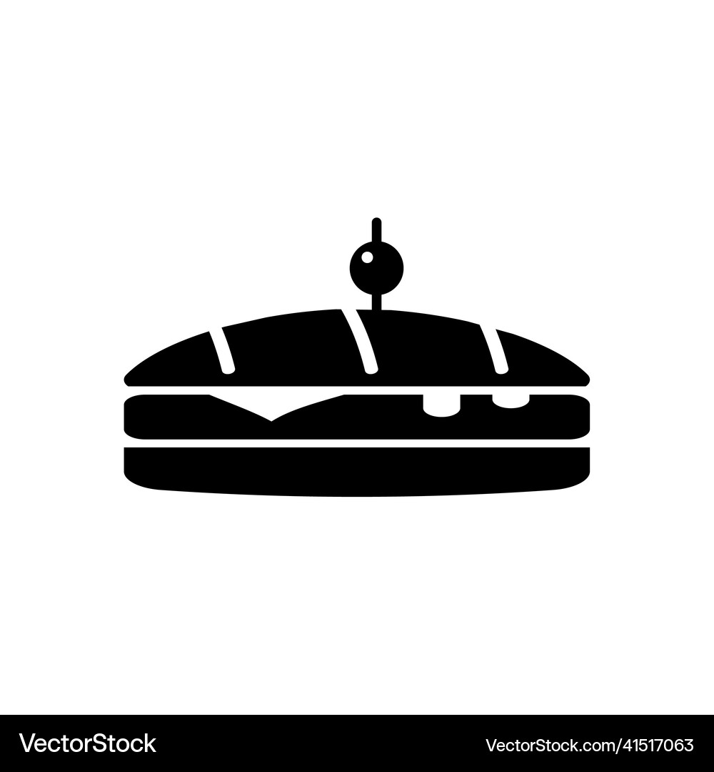 Sandwich icon flat in black on white background Vector Image