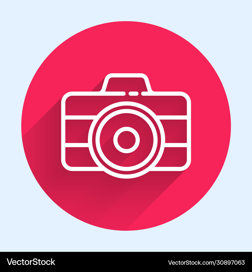 White line photo camera icon isolated with long Vector Image
