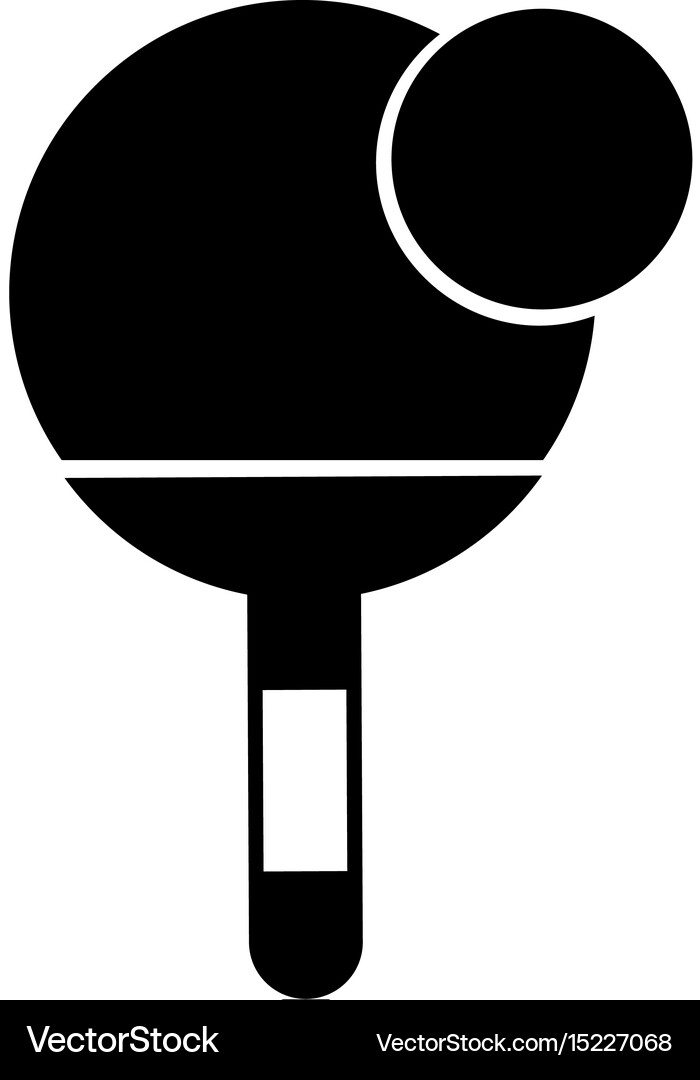 Black icon ping pong paddle and ball Royalty Free Vector