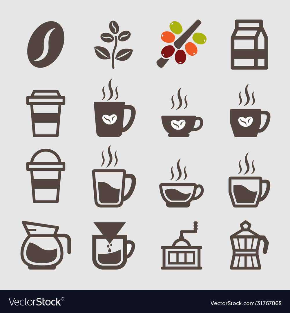 Coffee icon set Royalty Free Vector Image - VectorStock