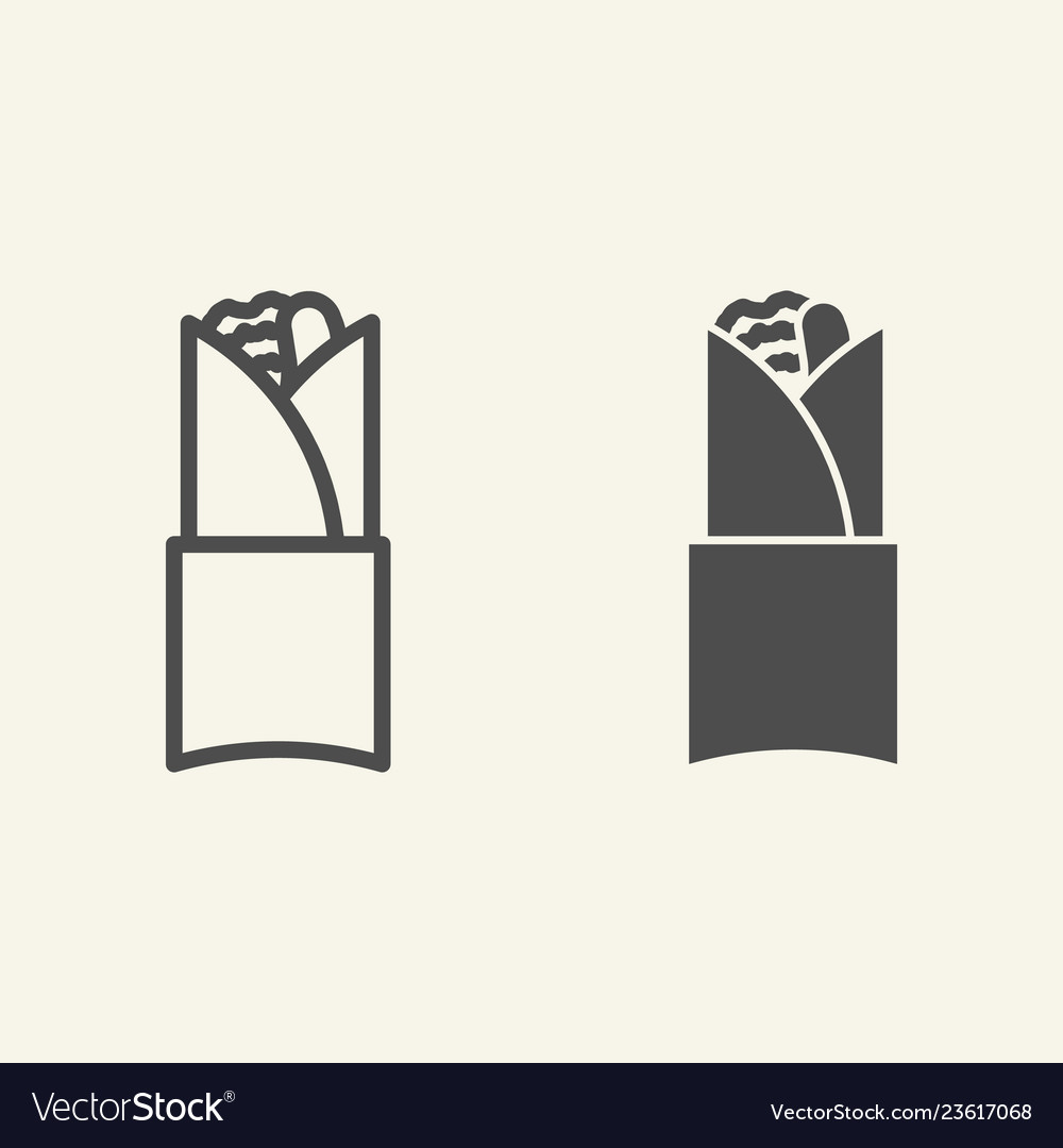 Doner kebab line and glyph icon shaurma Royalty Free Vector