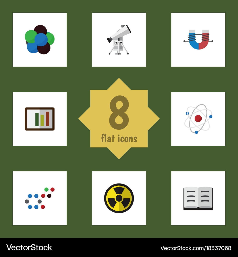 Flat icon science set of proton attractive force Vector Image