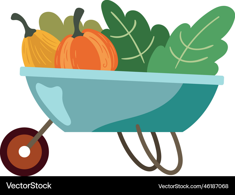 Fresh vegetables in wheelbarrow Royalty Free Vector Image