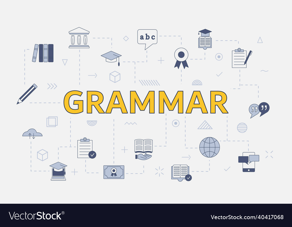 Grammar concept with icon set big word Royalty Free Vector
