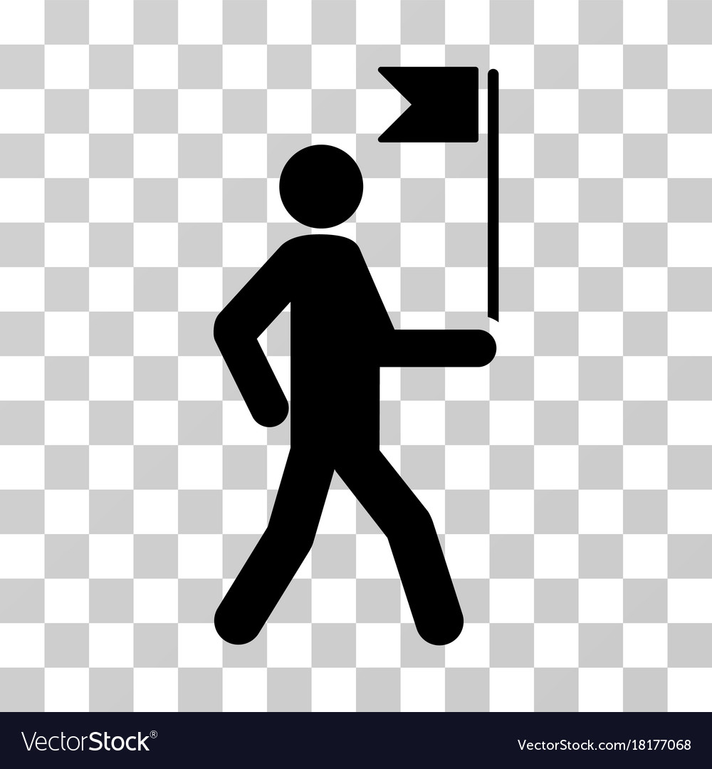 Guide man with flag icon Royalty Free Vector Image