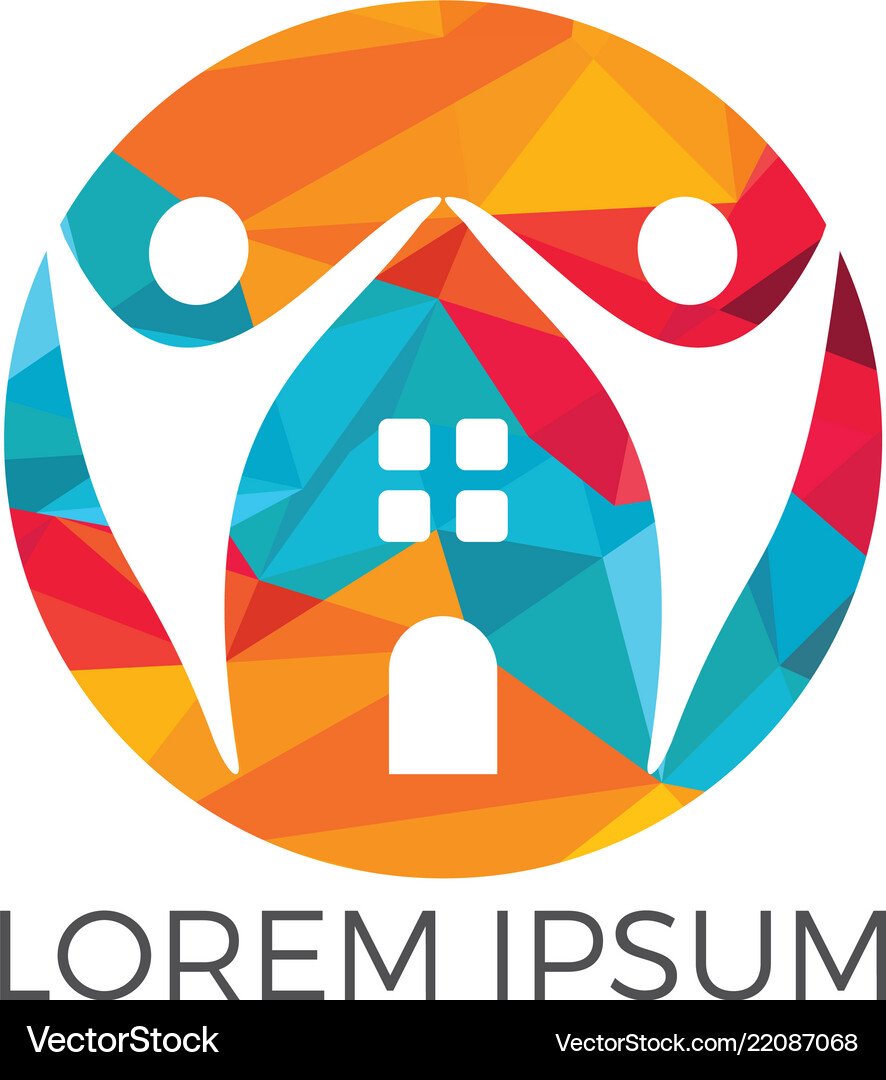 House and people logo design Royalty Free Vector Image