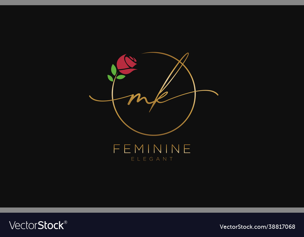 Initial mk feminine logo beauty monogram Vector Image
