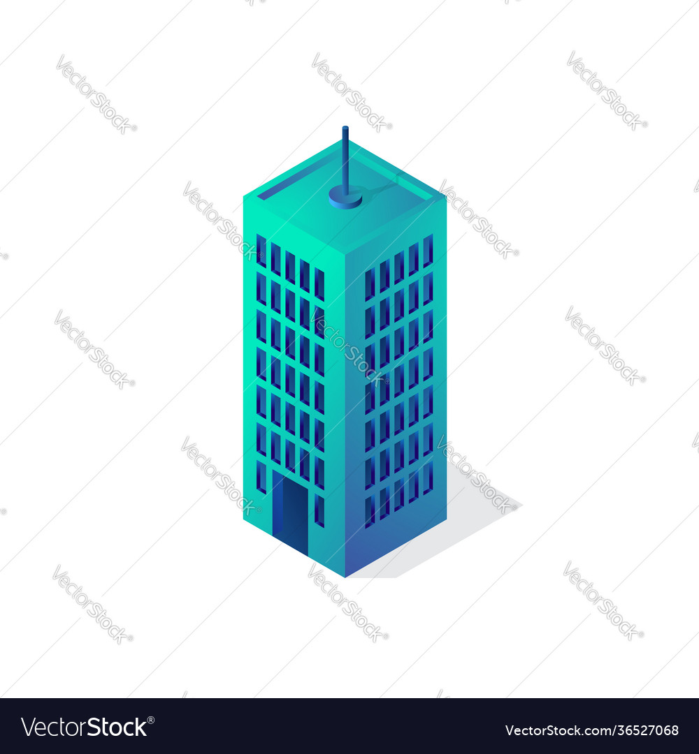 Isometric building 3d icon city Royalty Free Vector Image