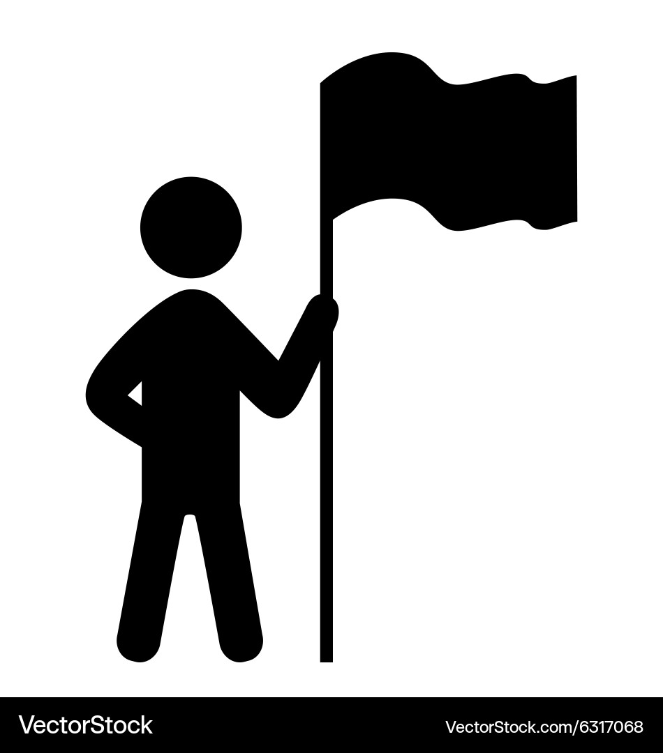 People man with flag flat icons pictograph isolate